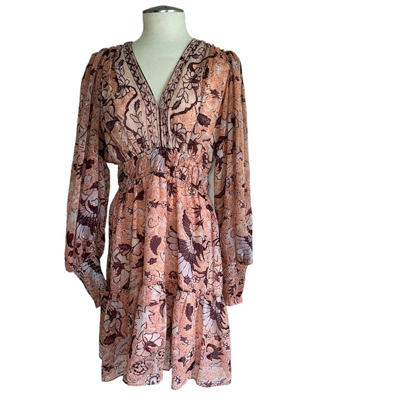 O. P. T. | Dresses | Opt Dress Floral Print Boho Dress Peach Rose ...